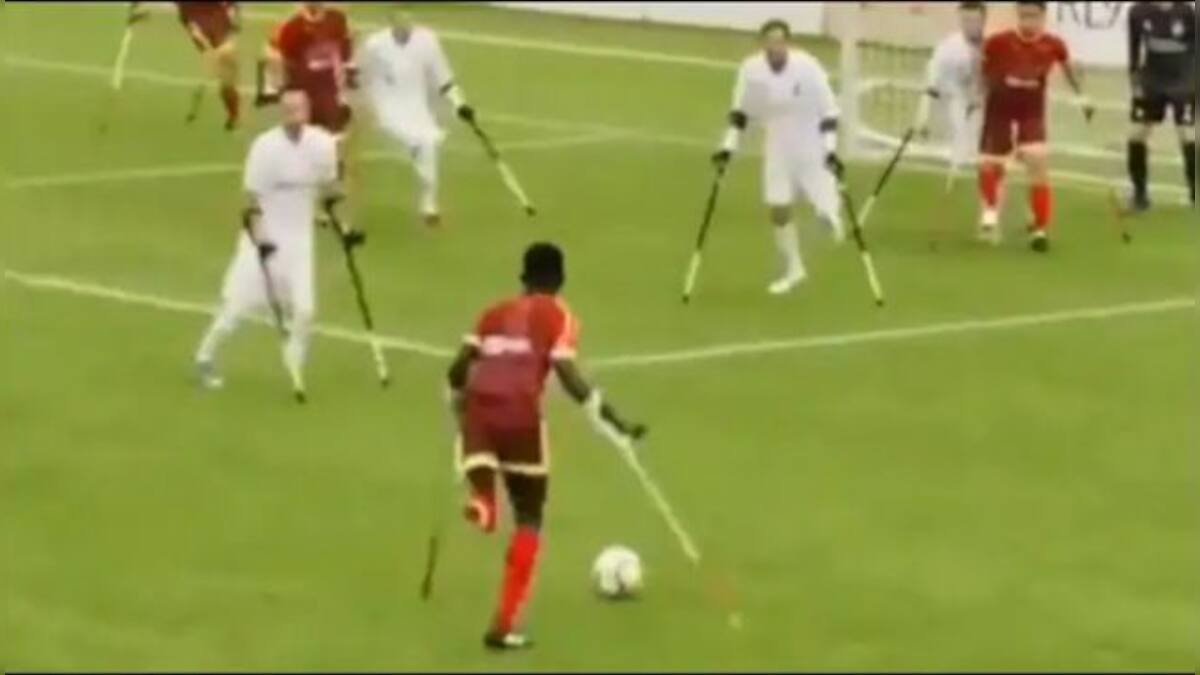 Viral video: Specially-abled men play football on field, clip wins ...