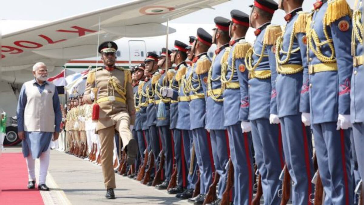 WATCH: PM Modi receives Guard of Honour in Cairo – Firstpost