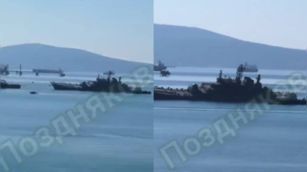 WATCH: Russian warship sinking after drone hit at key naval port ...