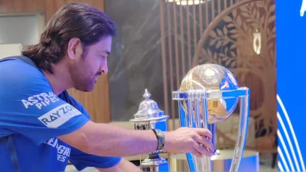 MS Dhoni reunites with 2011 World Cup trophy at Wankhede ahead of ...