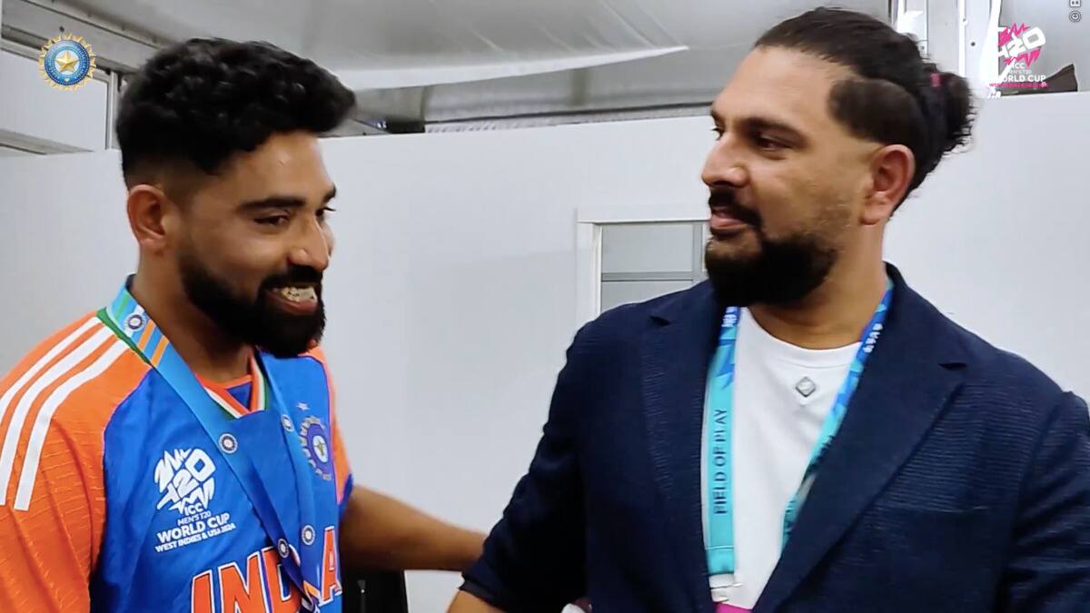 Watch: Mohammed Siraj receives ‘Best Fielder’ medal from Yuvraj Singh ...