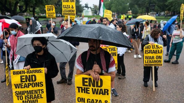 'Hands off Lebanon now': Americans protest US military support for ...