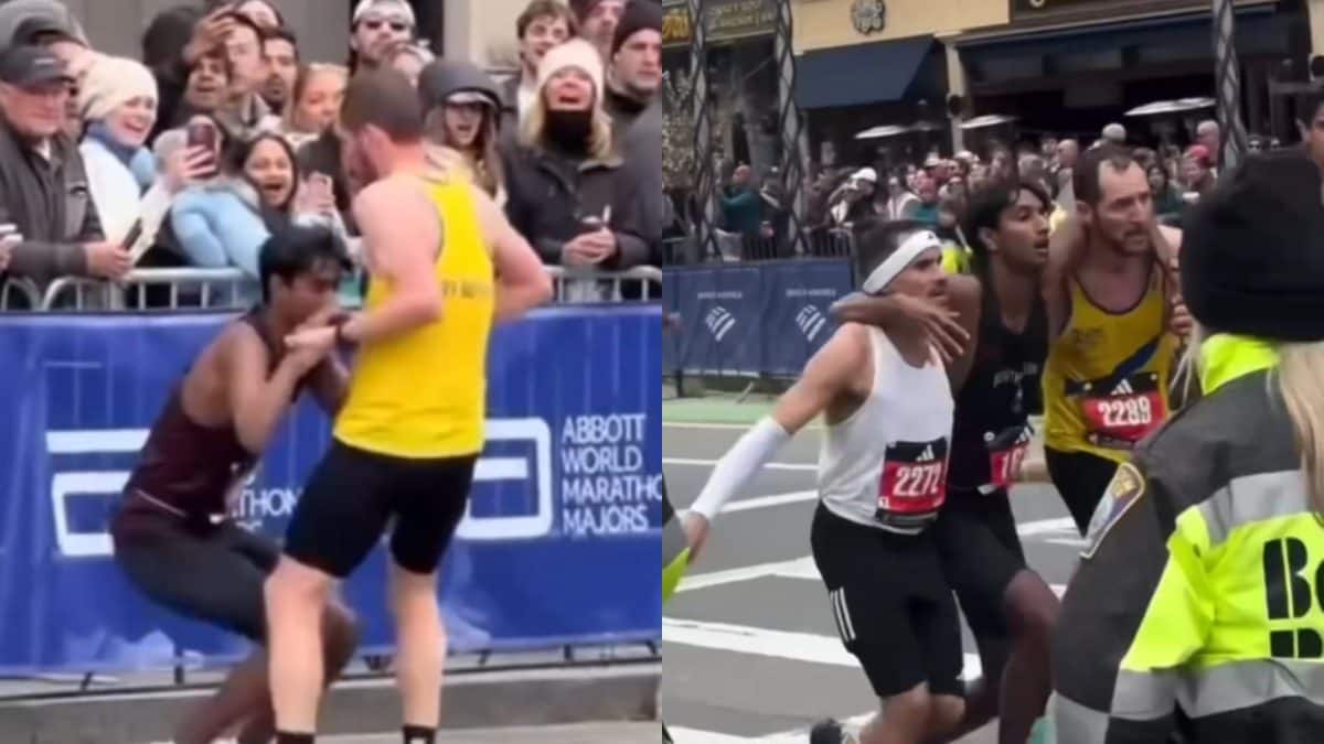 When Ajay Haridasse fell near Boston Marathon finish, two runners ...