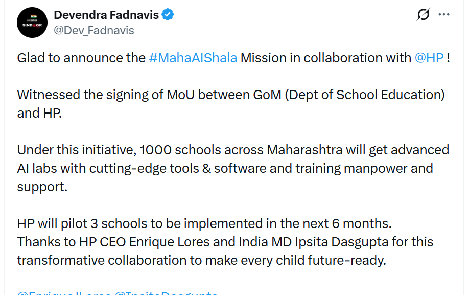 HP plans to expand its AI-Shala programme across India to change ...