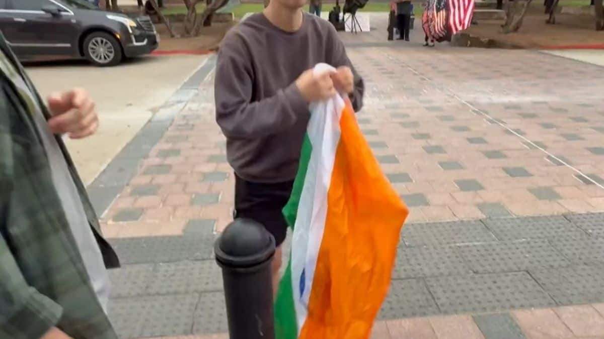 Anti-India chants spark outrage as man tears Indian flag outside Texas ...