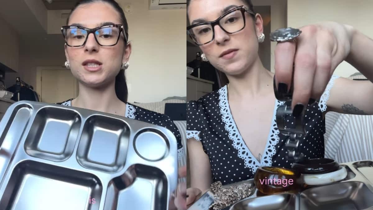 Canadian influencer uses Indian steel thali as jewellery organiser ...