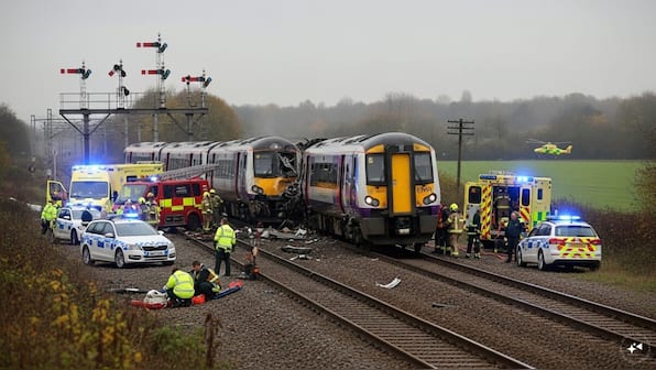 Two trains collide near London as emergency services respond to Bedford ...