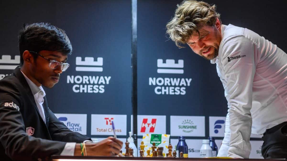 Magnus Carlsen reacts after losing Norway Chess crown to R ...