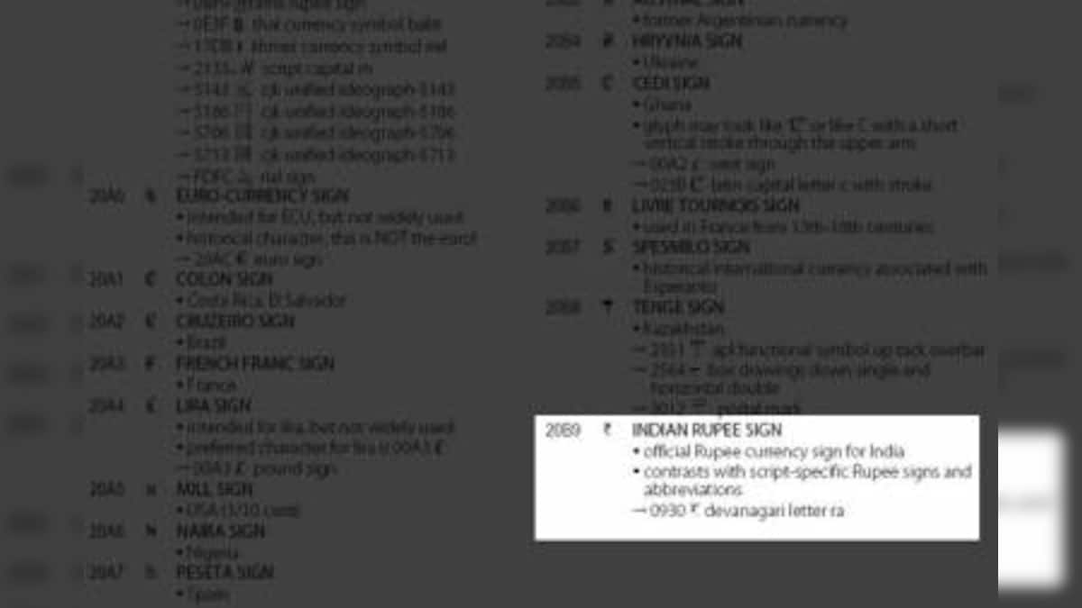 New Rupee Symbol Now Unicode Standard – Firstpost