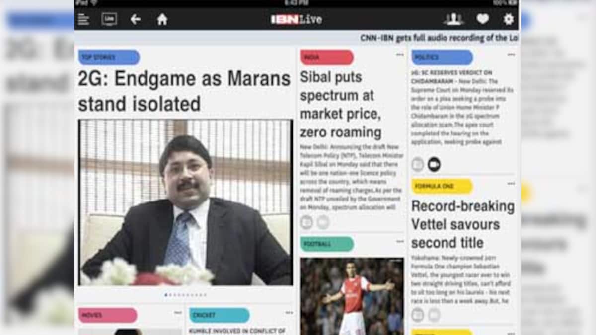 IBNLive iPad app: A lot of content to bite into – Firstpost