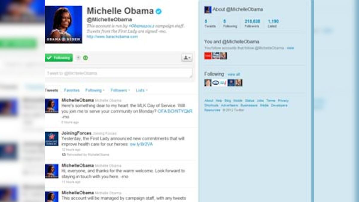 Michelle Obama joins Twitter – Firstpost