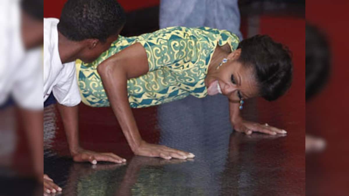 Michelle Obama is no pushover, wins push-up challenge over DeGeneres ...