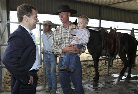 Medvedev cosies up to US cowboys - in Russia – Firstpost