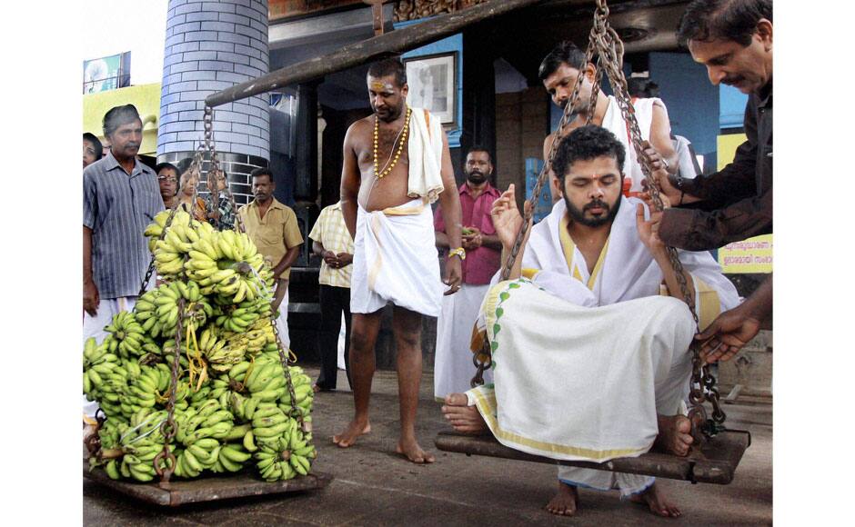 Images: Sreesanth goes with bananas as part of 'Thulabharam' ritual ...