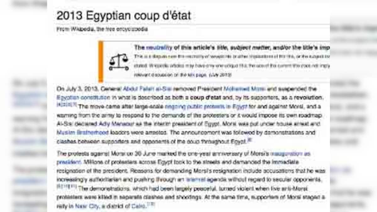 To coup or not to coup: Wikipedia's battling it out over Egypt – Firstpost