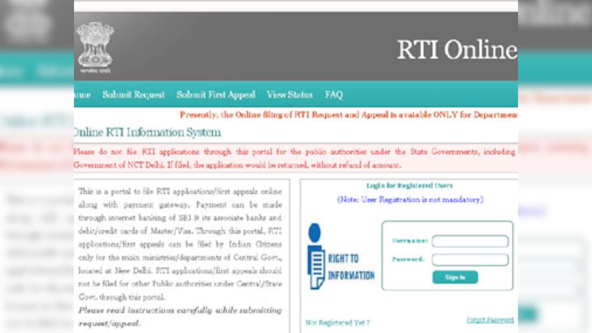 Portal To File Rti Applications Pay Fee Online Launched Today Firstpost