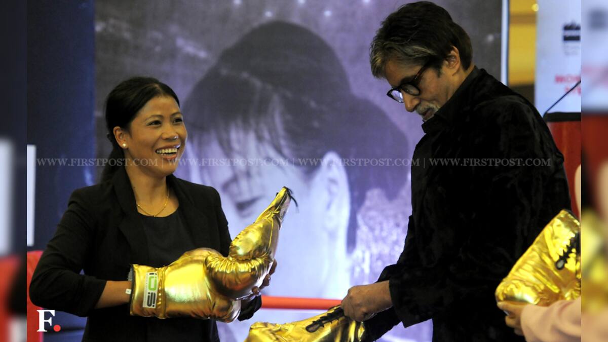 Images: Big B shows off his boxing skills to Mary Kom – Firstpost