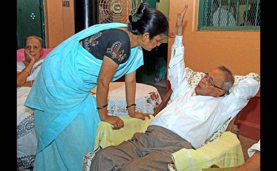 Photos: President Pranab Mukherjee relaxes with family in his ancestral ...