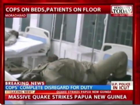 Police caught sleeping on hospital beds while patients sleep on floor ...