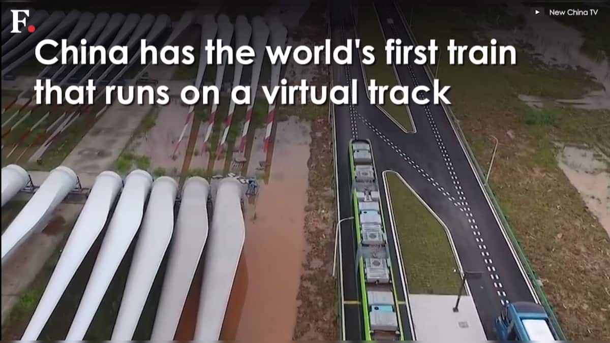 Watch: China unveils world's first "trackless" train – Firstpost