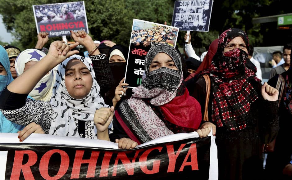 As Rohingya crisis deepens, thousands stage protest outside Myanmar Embassy