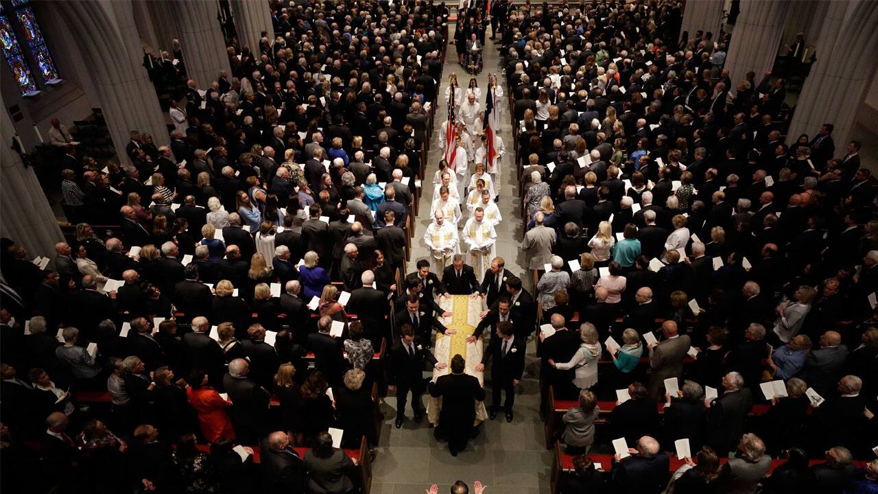Laughter, tears mark Barbara Bush's funeral as hundreds gather to pay ...
