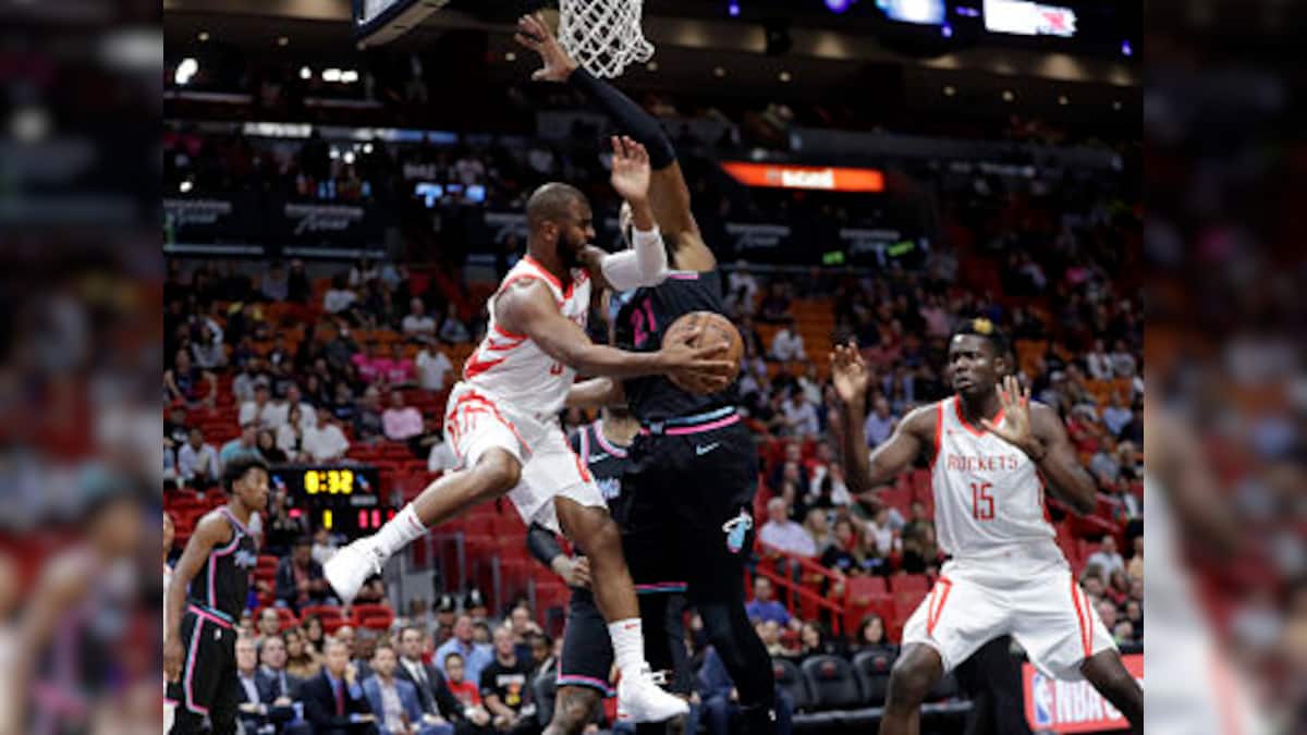 NBA: Chris Paul goes off injured in Rockets' loss to Heat; Clippers ...