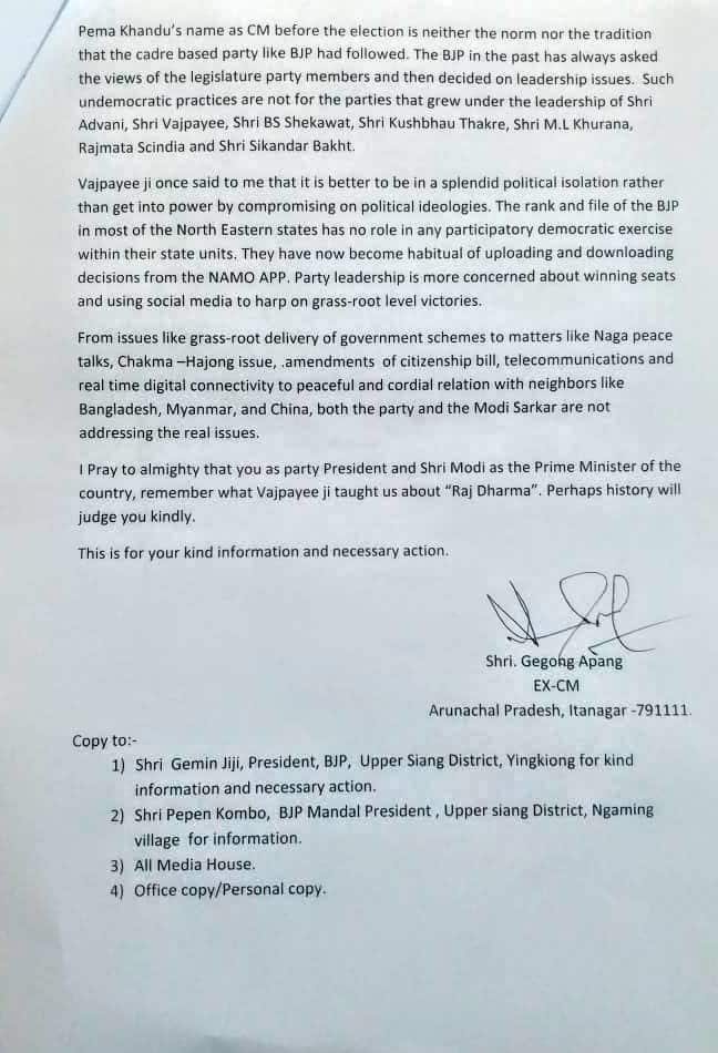 Ex-Arunachal Pradesh CM Gegong Apang quits BJP over Pema Khandu's ...