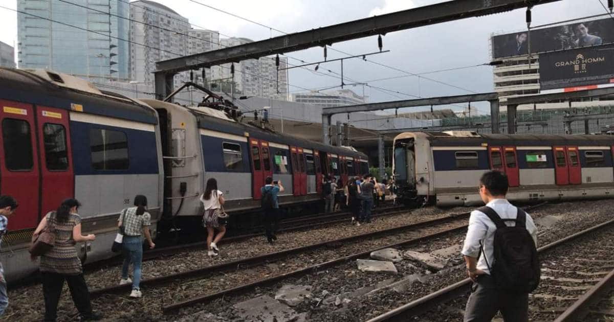 Three injured as train derails in Hong Kong during rush hour, MTR ...