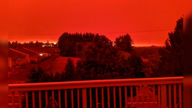 California Skies Glow Orange As Firefighters Battle Wildfires That Rage