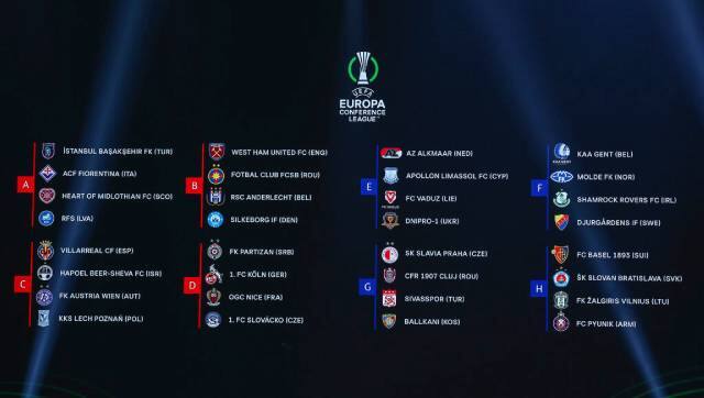 Conference League draw: West Ham draw Anderlecht in Group, Hearts to ...