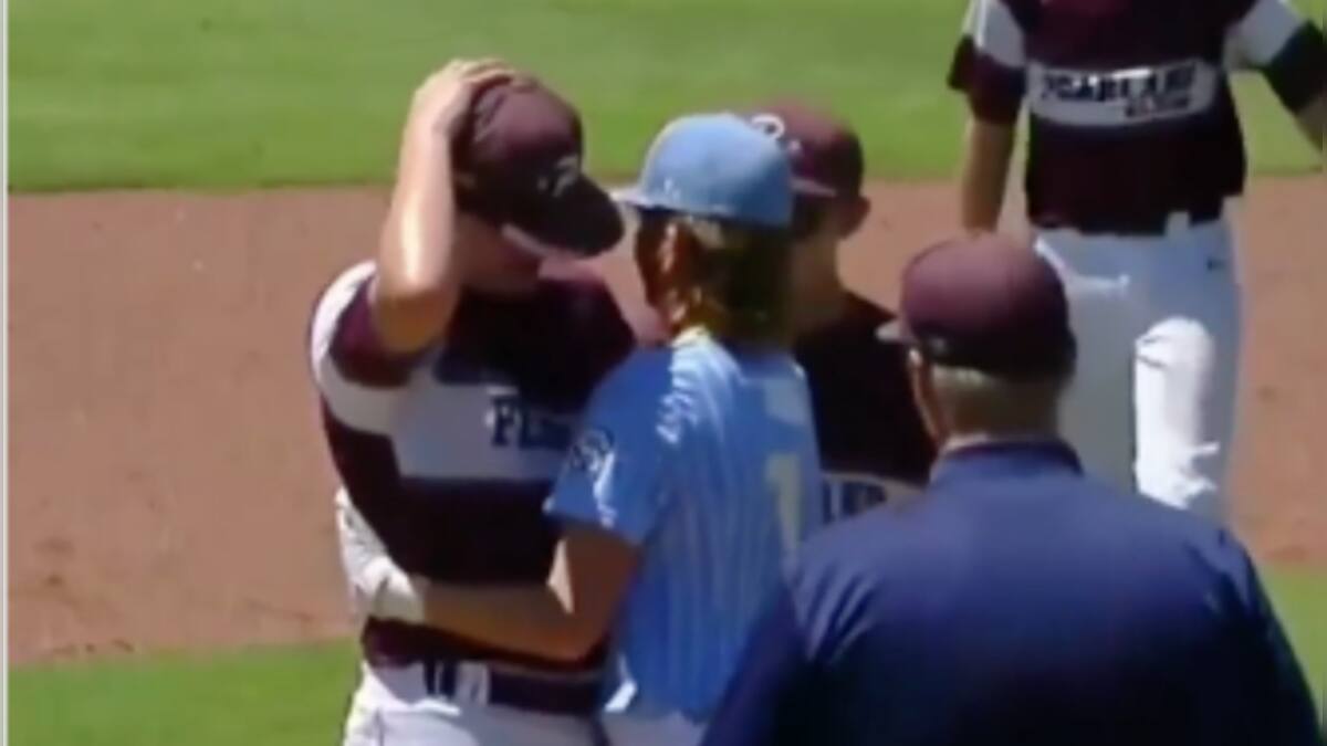 Baseball player consoles pitcher who hit ball on his head, internet ...