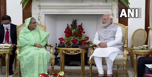Sheikh Hasina meets PM Modi at Hyderabad House; hold talks to further strengthen India ...