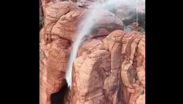 Drone video of 'reverse waterfall' in Utah goes viral