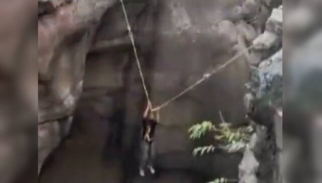 WATCH: Maharashtra man falls into waterfall while taking selfie, rescue ...