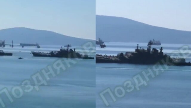 WATCH: Russian warship sinking after drone hit at key naval port