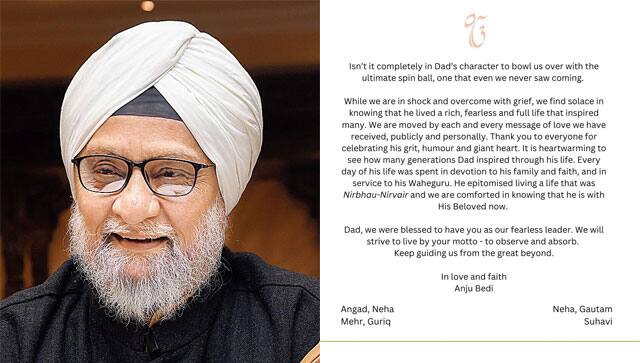 Angad Bedi and Neha Dhupia pen heartfelt note for Bishan Singh Bedi ...