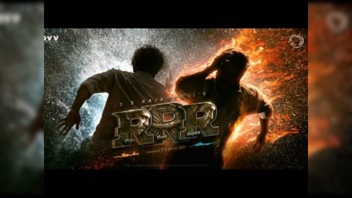 RRR motion poster, title logo out; Ram Charan, Jr NTR's elemental ...
